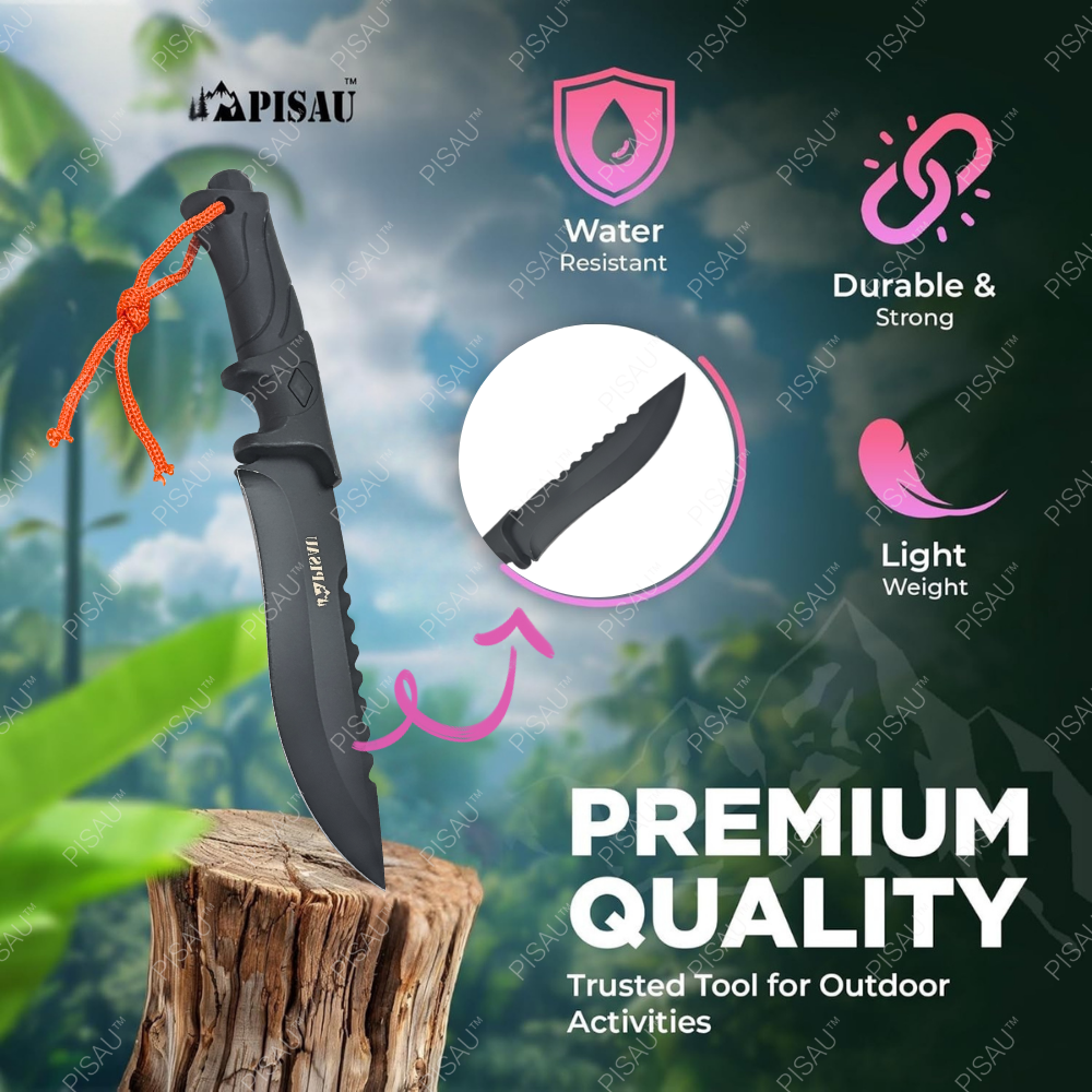 Outdoor Duty Fixed Blade Knife with Non-slip Handle and Nylon Sheath E ...